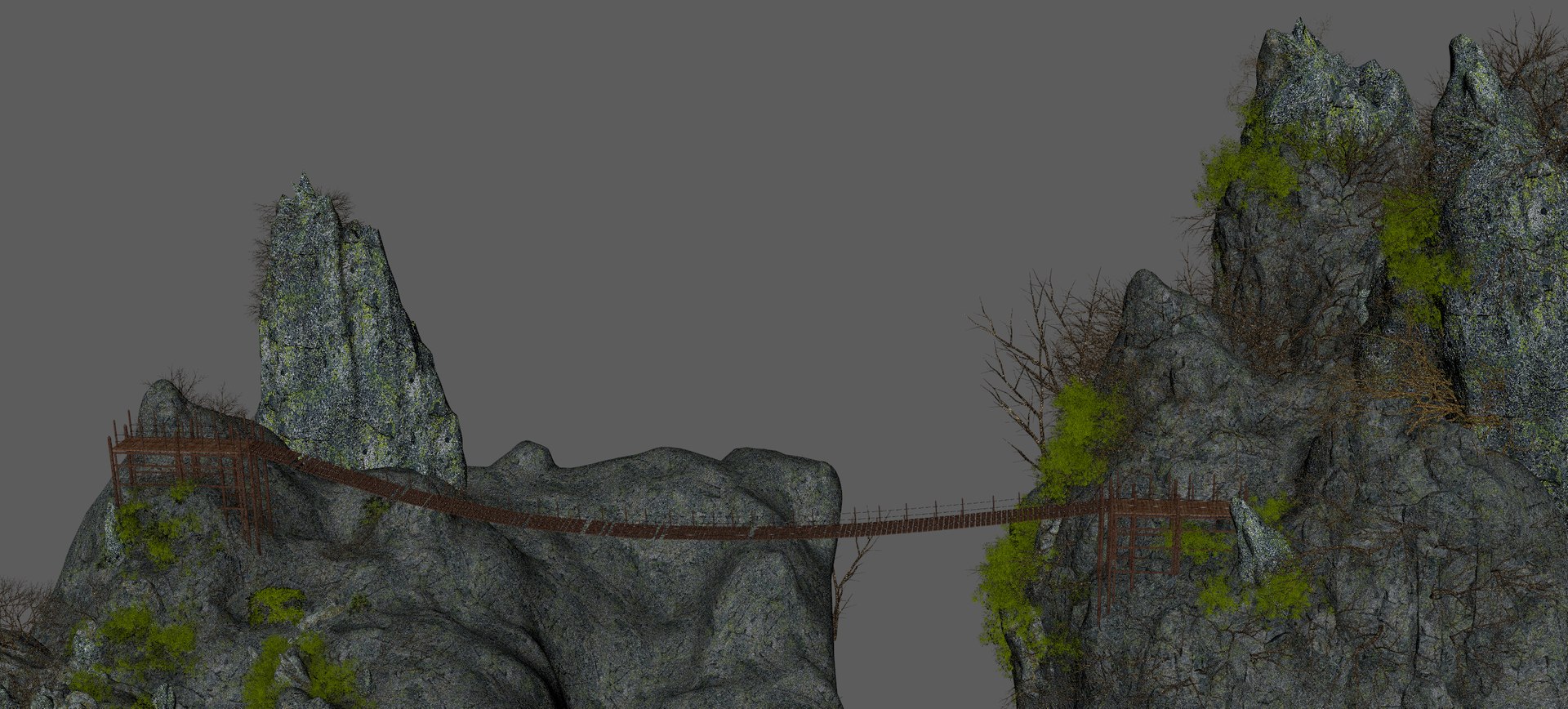 Suspension Bridge Mountain Environment 3D model - TurboSquid 1740597