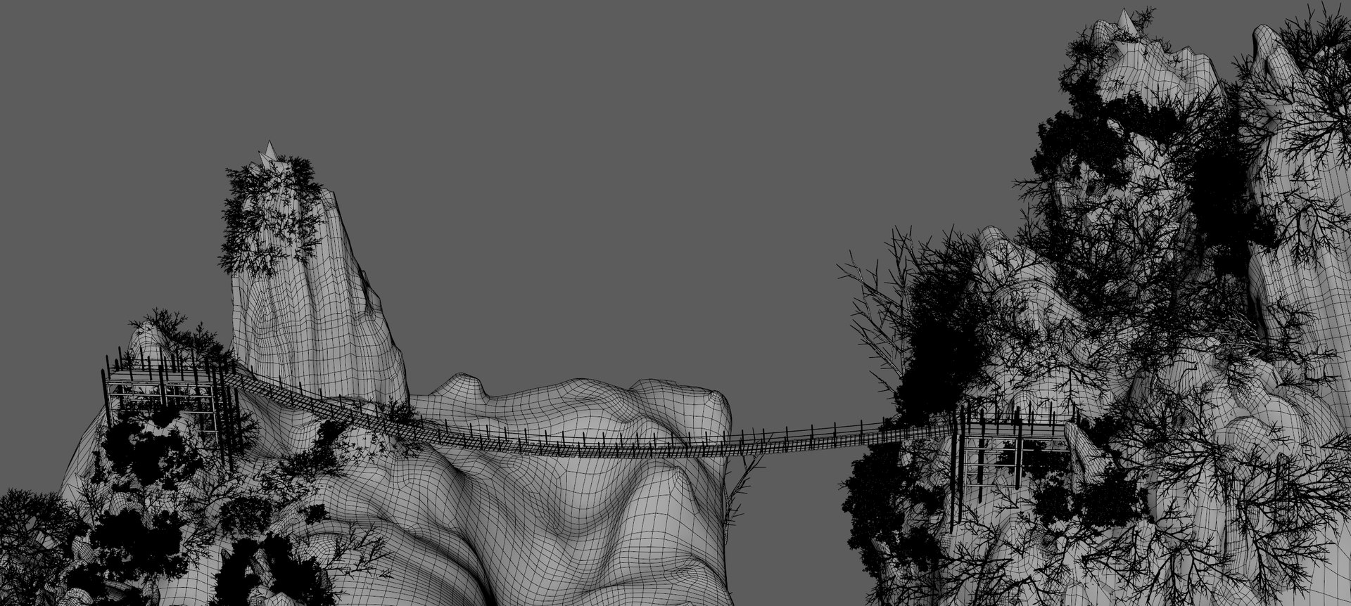 Suspension Bridge Mountain Environment 3D model - TurboSquid 1740597