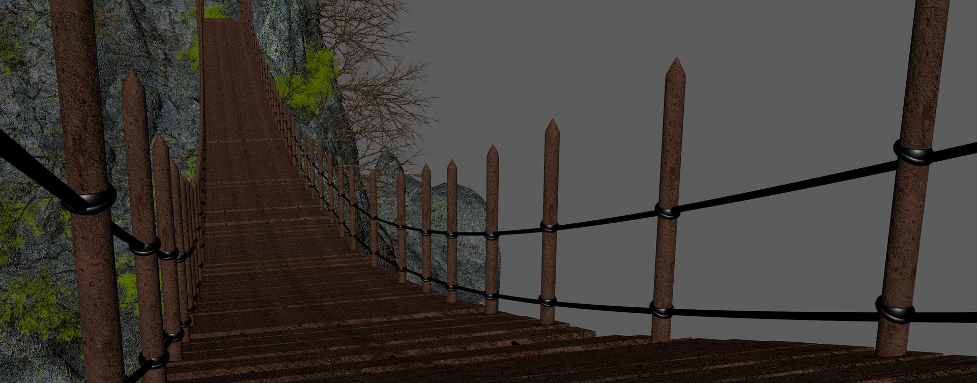 Suspension Bridge Mountain Environment 3D model - TurboSquid 1740597