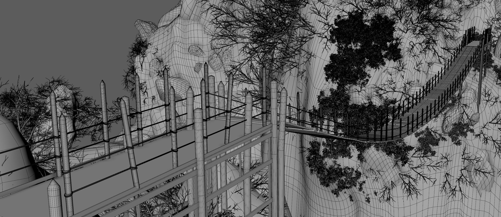Suspension Bridge Mountain Environment 3D model - TurboSquid 1740597