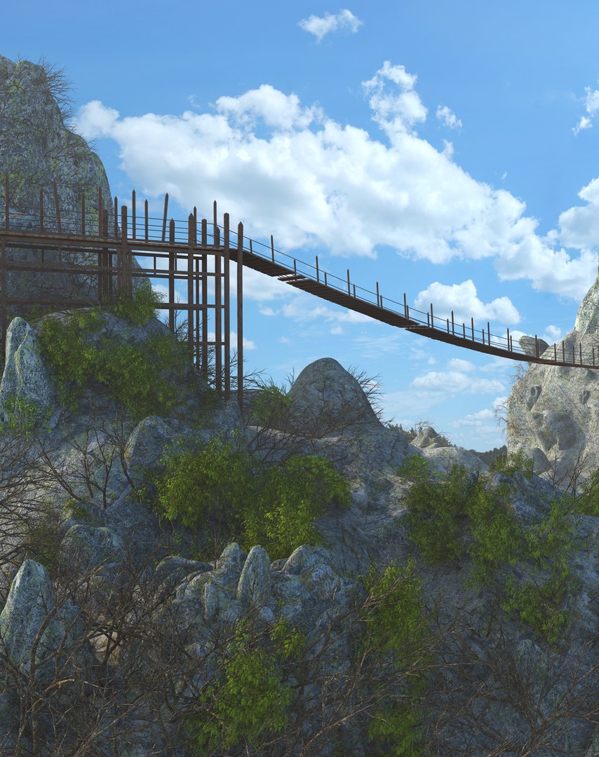 Suspension Bridge Mountain Environment 3D model - TurboSquid 1740597