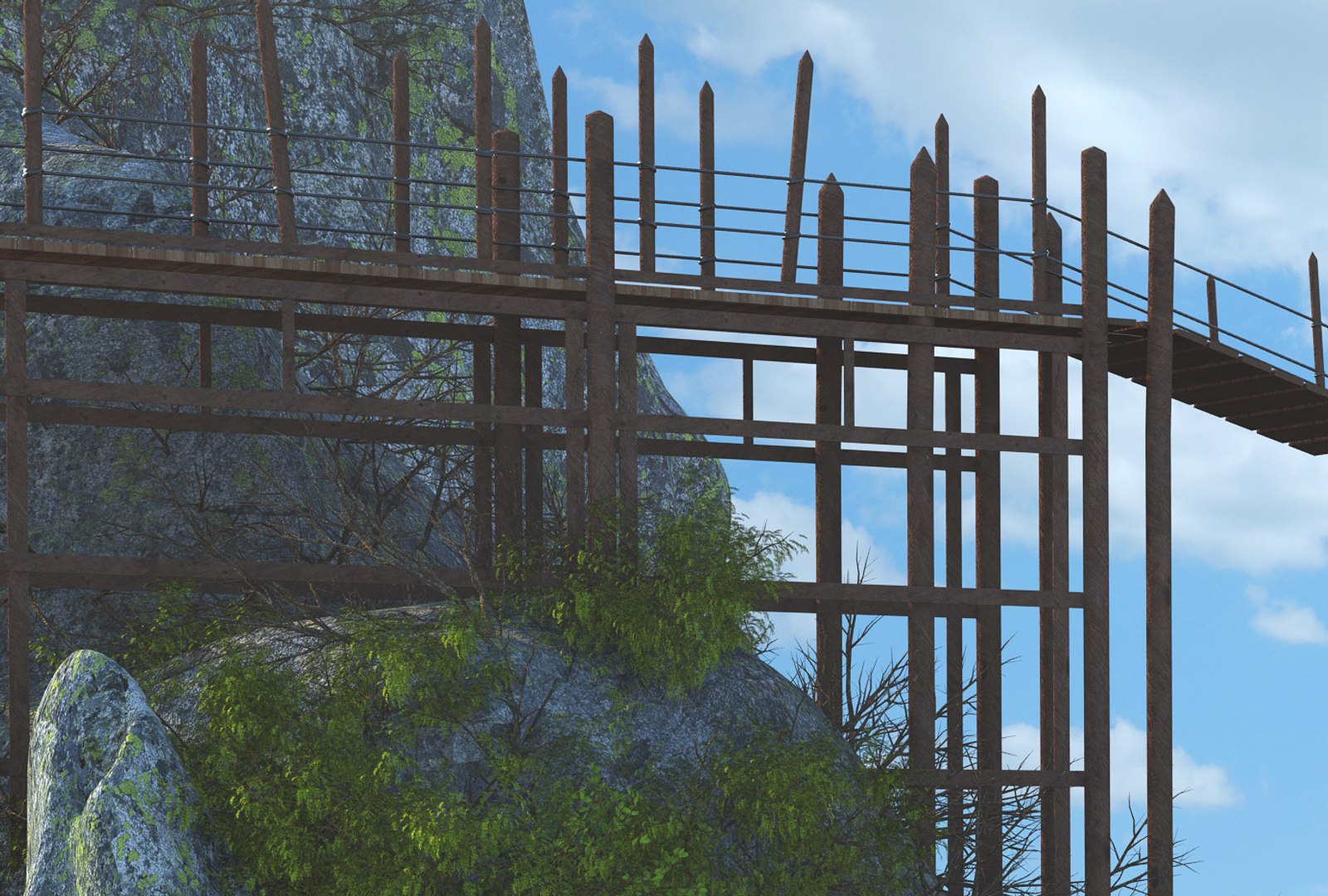 Suspension Bridge Mountain Environment 3D model - TurboSquid 1740597