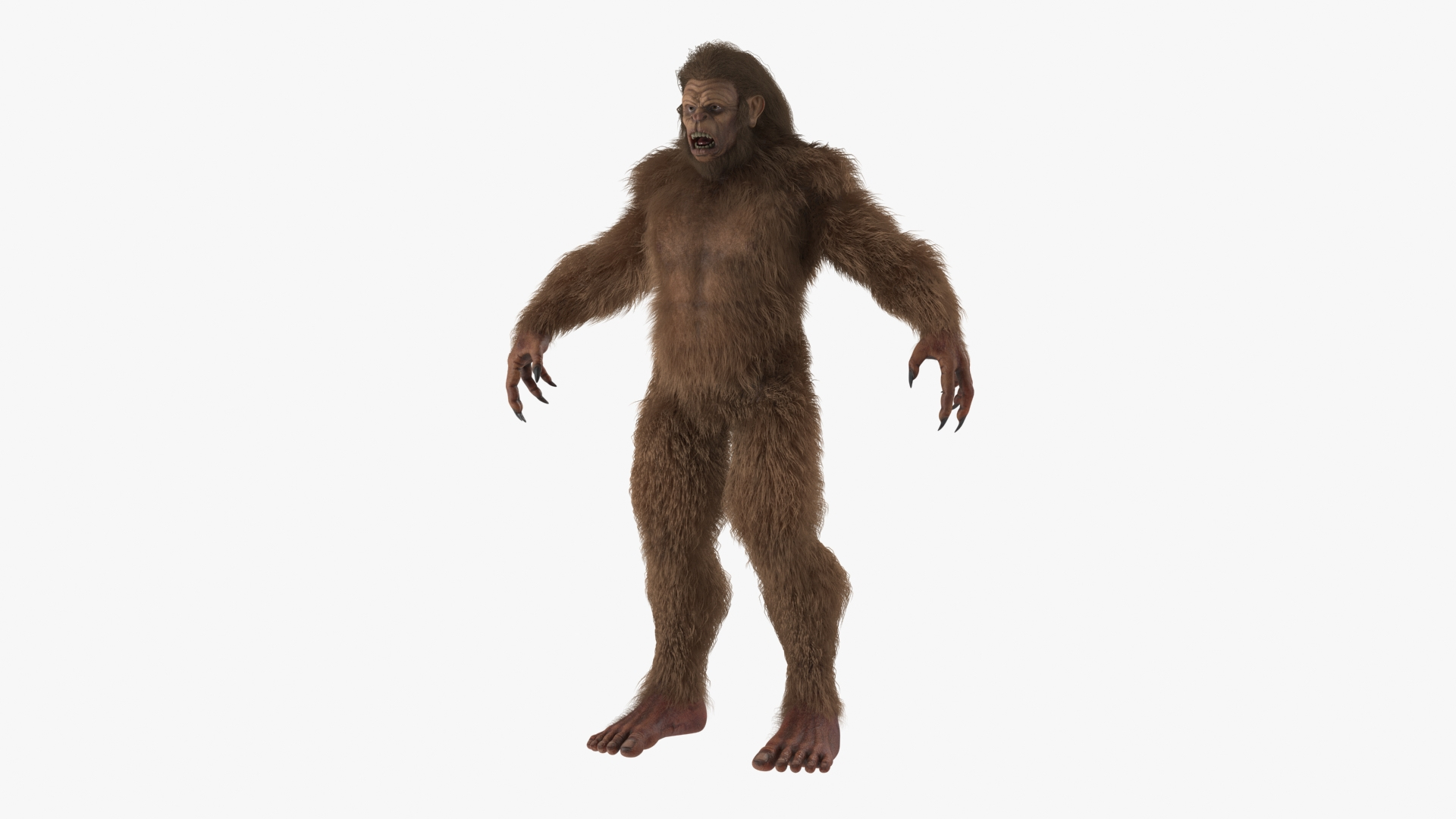 Mythical Creature Bigfoot A-pose Fur Model - TurboSquid 2005973