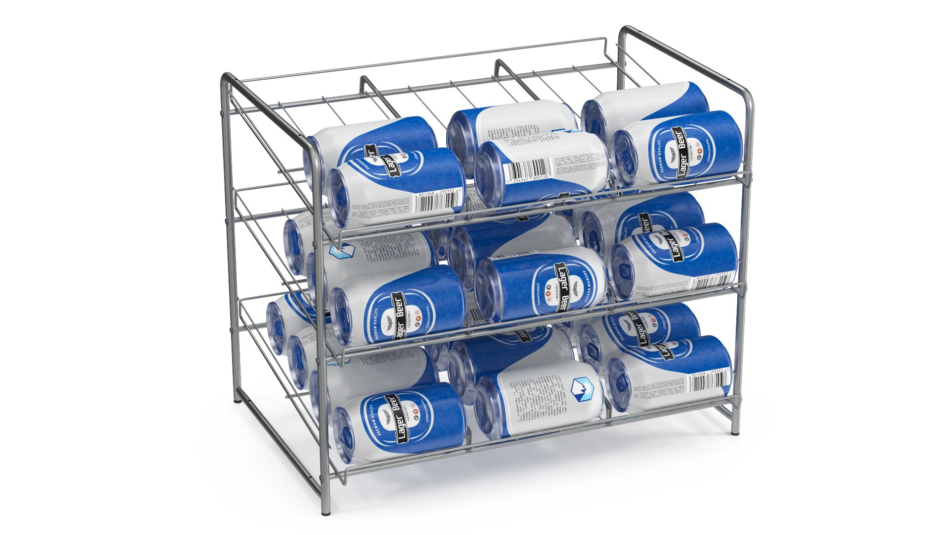3D Wide Can Organizer Chrome with Beer Cans - TurboSquid 2019599