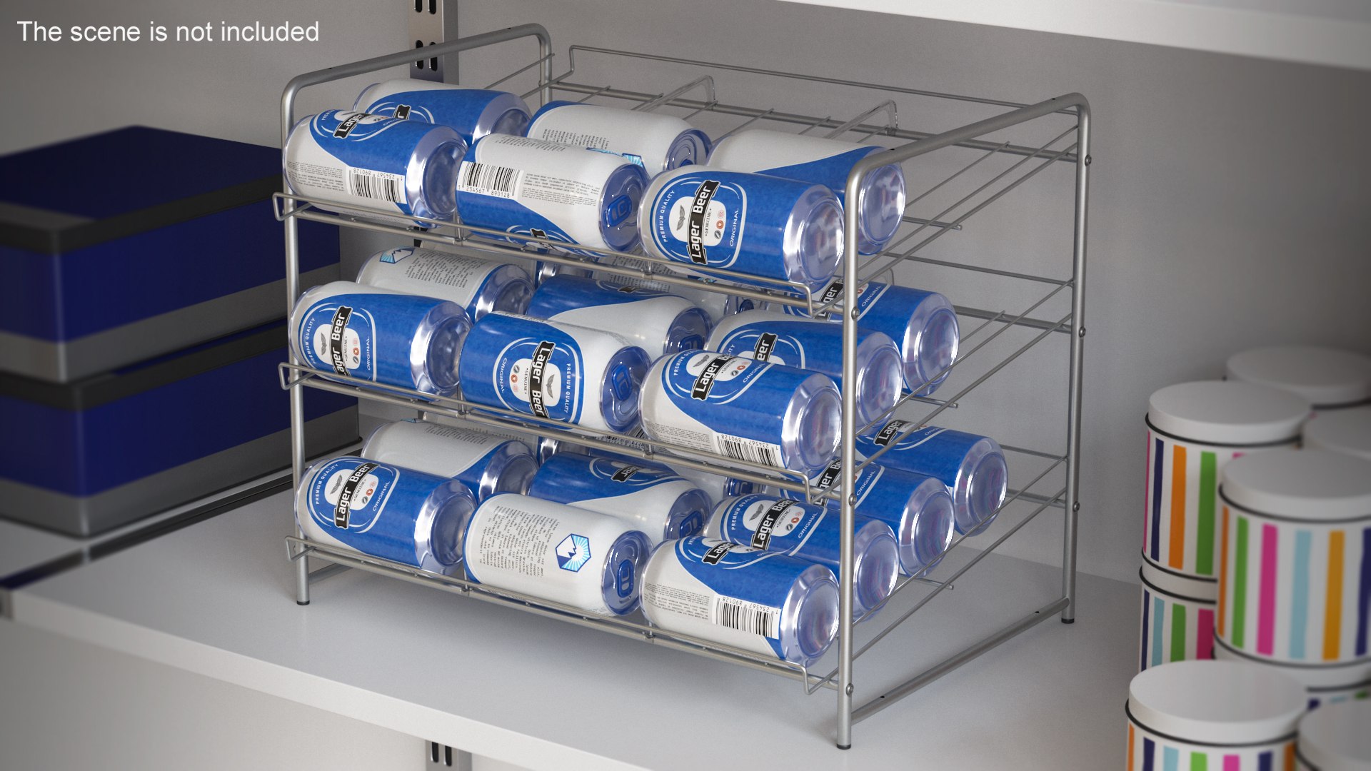 3D Wide Can Organizer Chrome with Beer Cans - TurboSquid 2019599