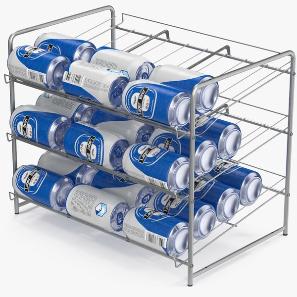 3D Wide Can Organizer Chrome with Beer Cans - TurboSquid 2019599