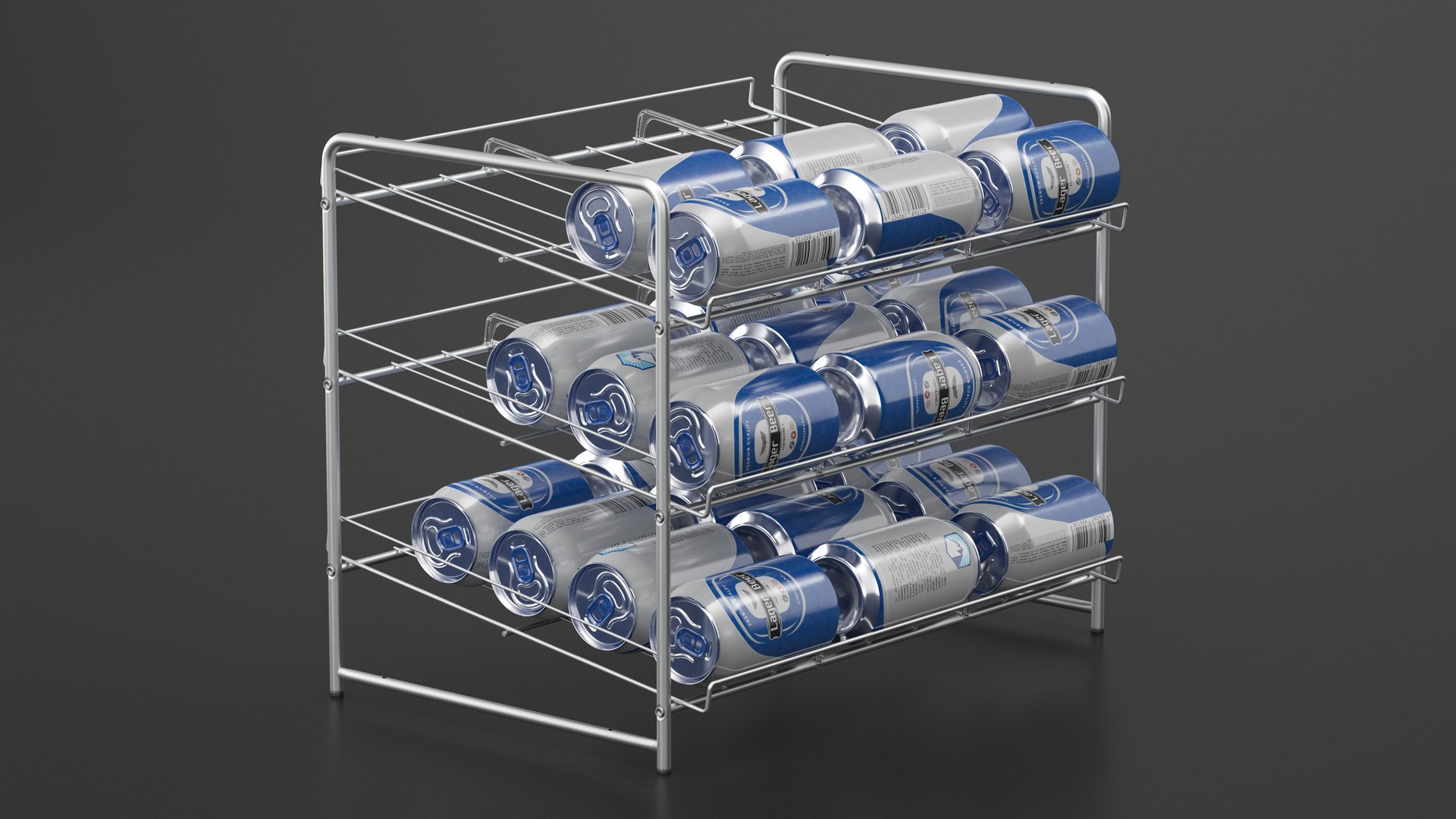 3D Wide Can Organizer Chrome with Beer Cans - TurboSquid 2019599