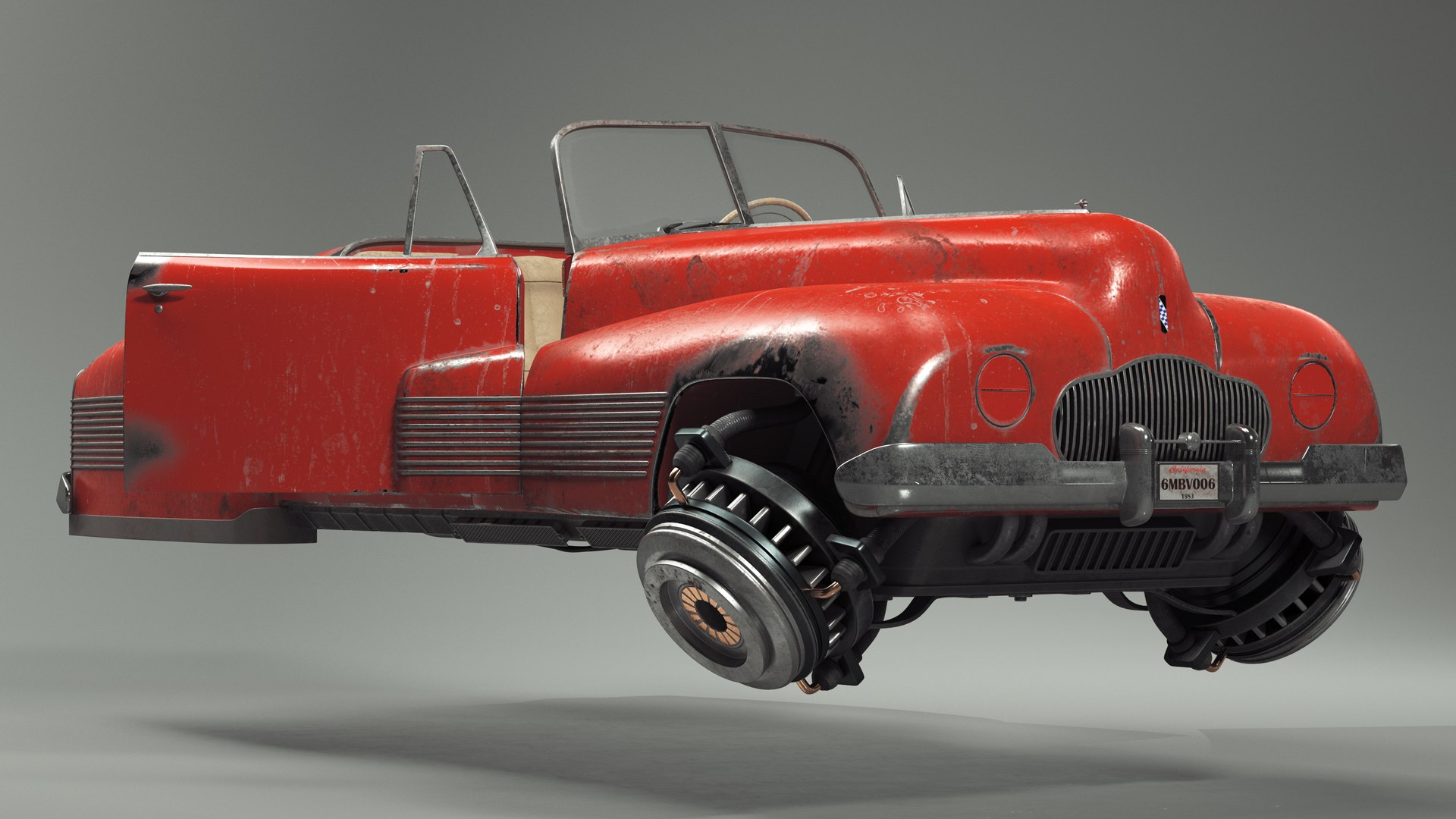 Red Retro Hovercar Old Rigged 3D - TurboSquid 2099665