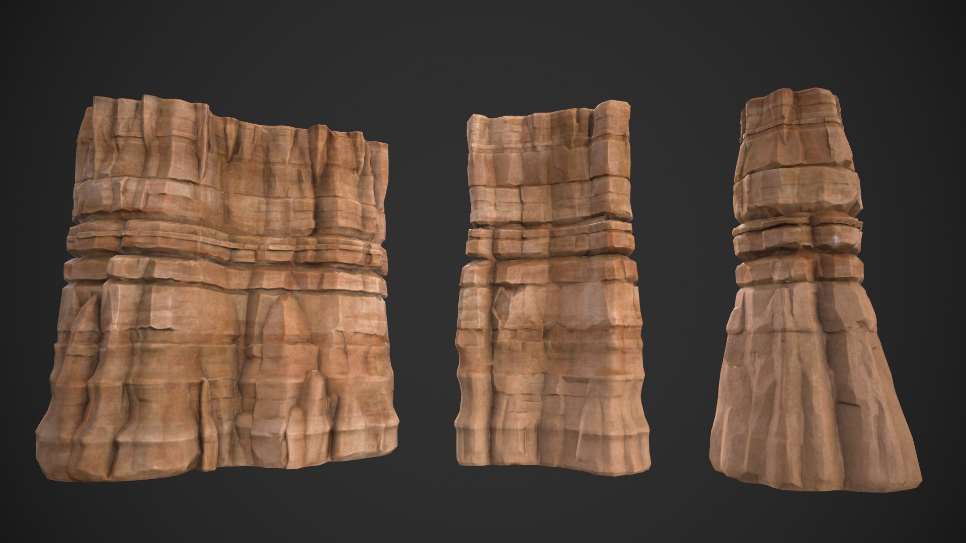 3D Sandstone Cliff Set - TurboSquid 2149380