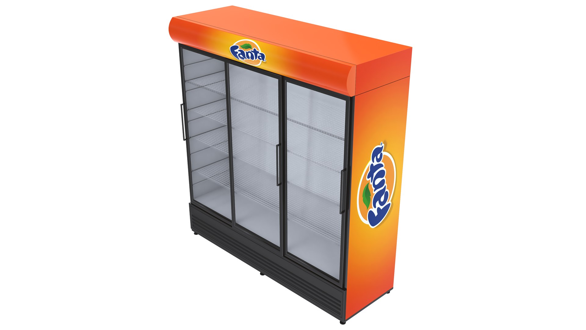 3D 3 Glass Door Commercial Cooler Fanta Model - TurboSquid 2277673