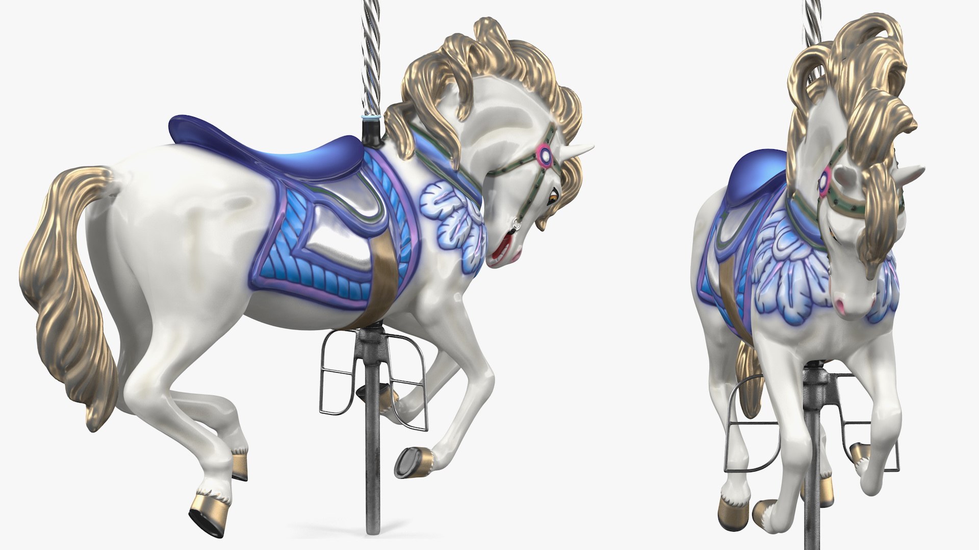 Carousel Galloping Horse Blue 3D - TurboSquid 1602194