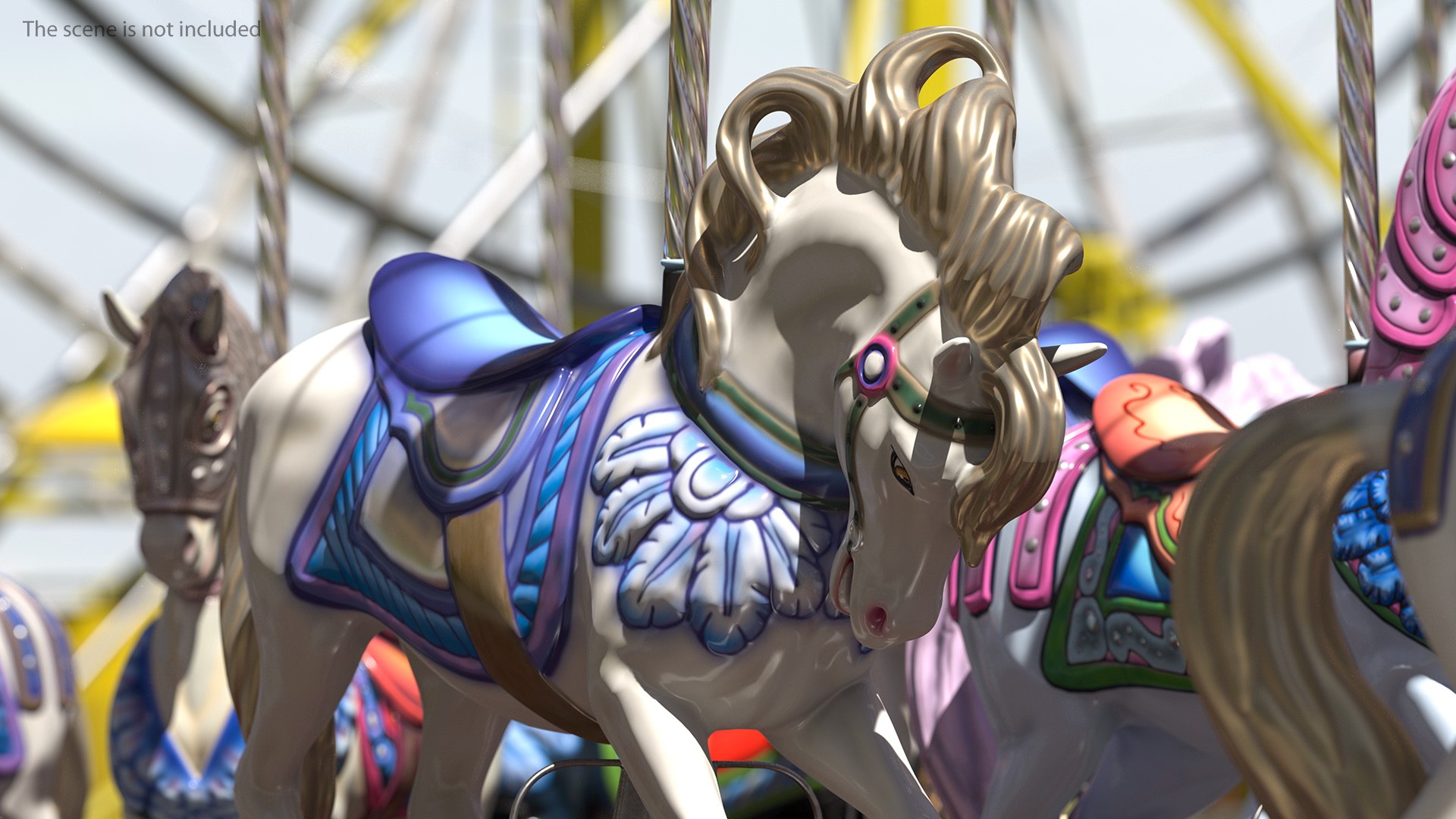 Carousel Galloping Horse Blue 3D - TurboSquid 1602194