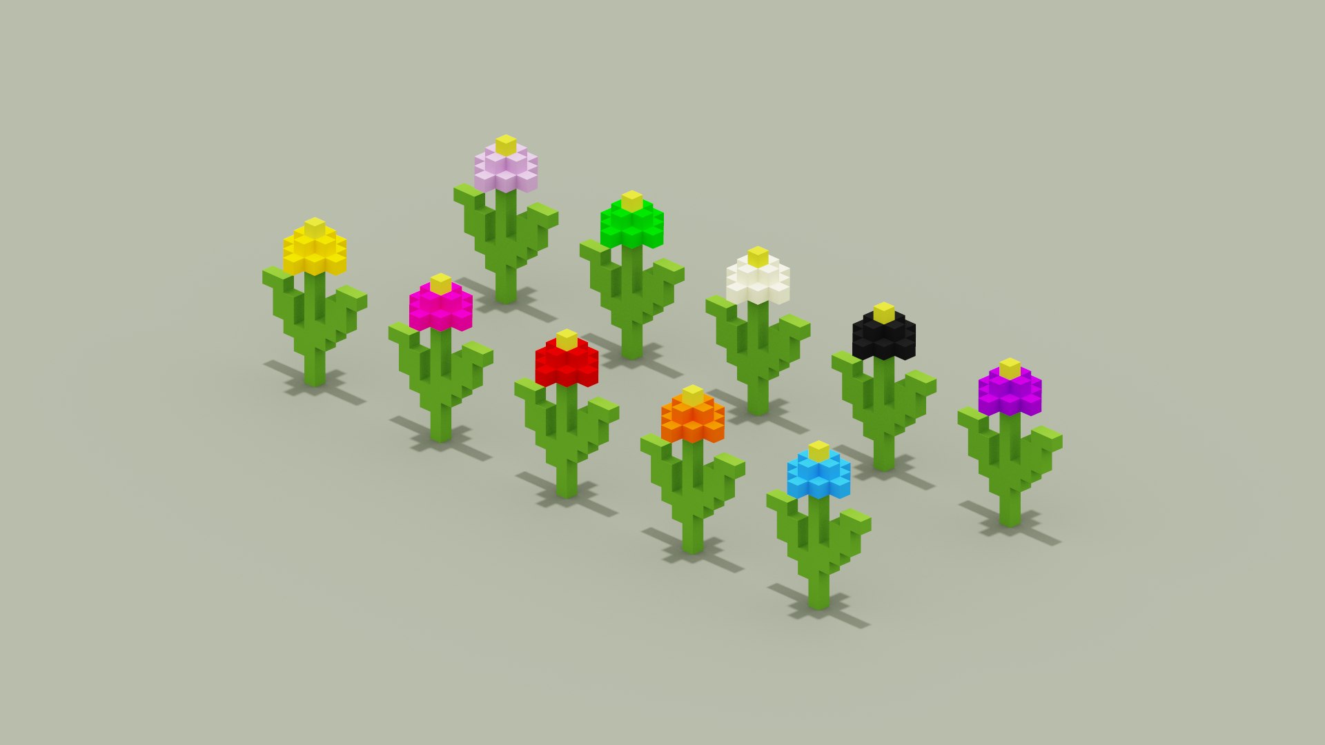 3D Voxel Flowers Model - TurboSquid 1873340