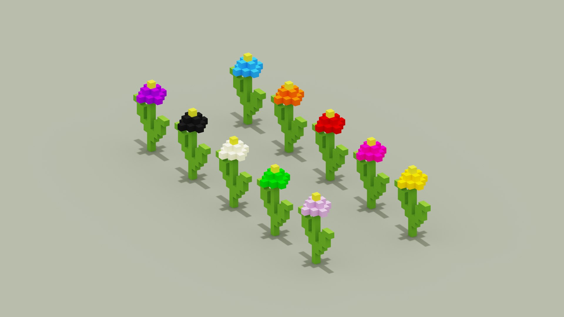 3D Voxel Flowers Model - TurboSquid 1873340