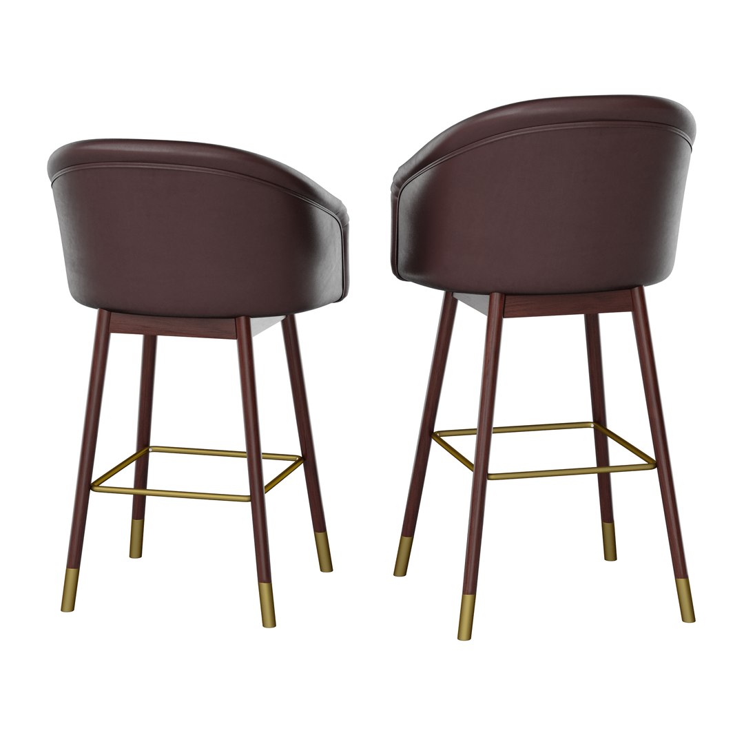 3D Bar Stool Margo 26 And 30 Inches With Leather Seat And Wooden Legs ...