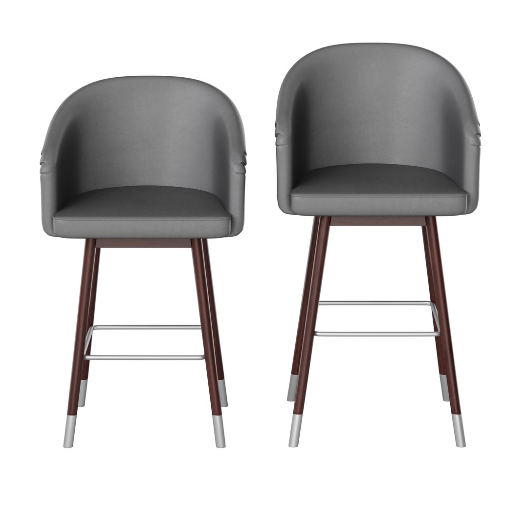 3D Bar Stool Margo 26 And 30 Inches With Leather Seat And Wooden Legs ...