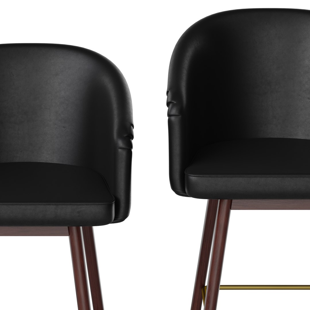 3D Bar Stool Margo 26 And 30 Inches With Leather Seat And Wooden Legs ...
