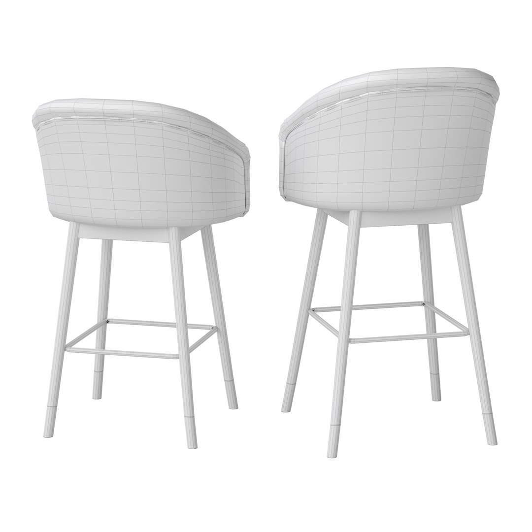 3D Bar Stool Margo 26 And 30 Inches With Leather Seat And Wooden Legs ...