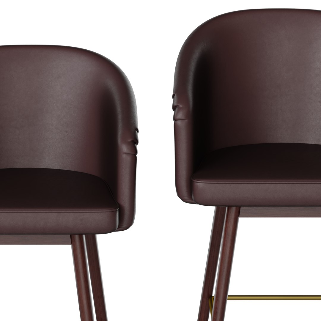 3D Bar Stool Margo 26 And 30 Inches With Leather Seat And Wooden Legs ...