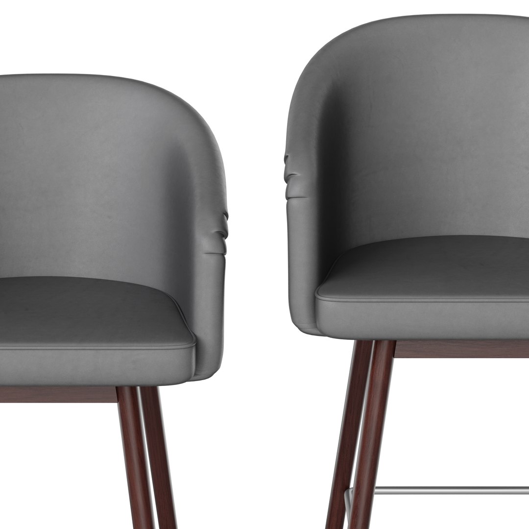 3D Bar Stool Margo 26 And 30 Inches With Leather Seat And Wooden Legs ...