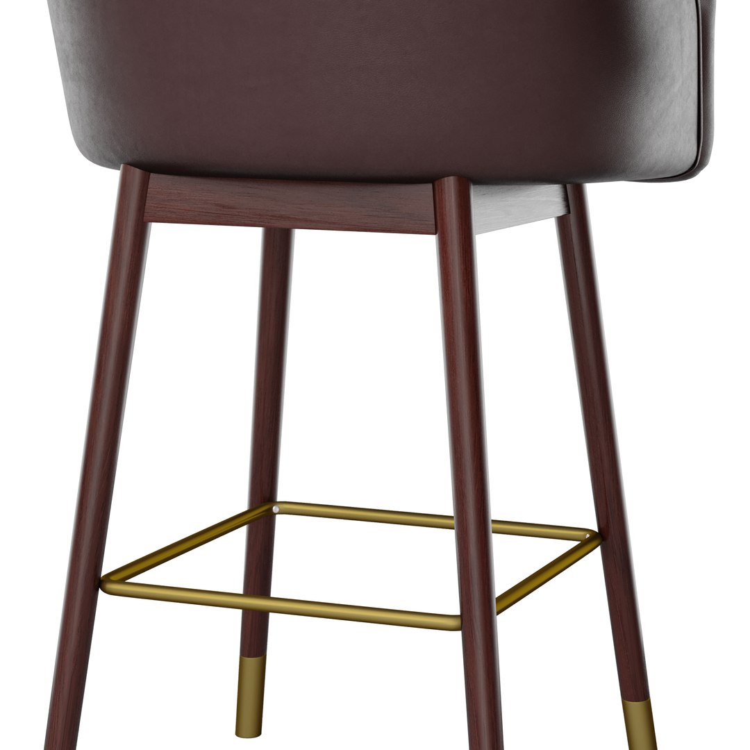 3D Bar Stool Margo 26 And 30 Inches With Leather Seat And Wooden Legs ...