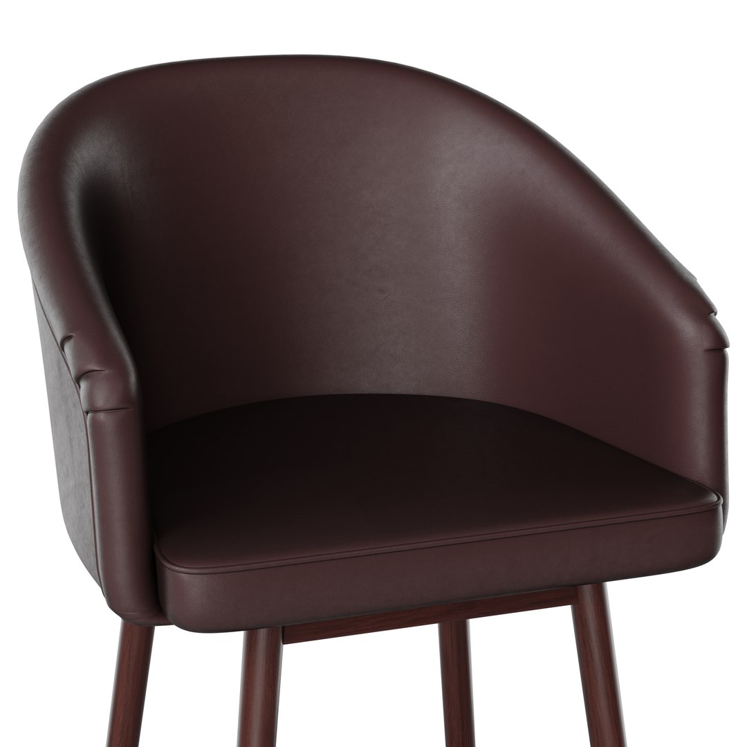 3D Bar Stool Margo 26 And 30 Inches With Leather Seat And Wooden Legs ...