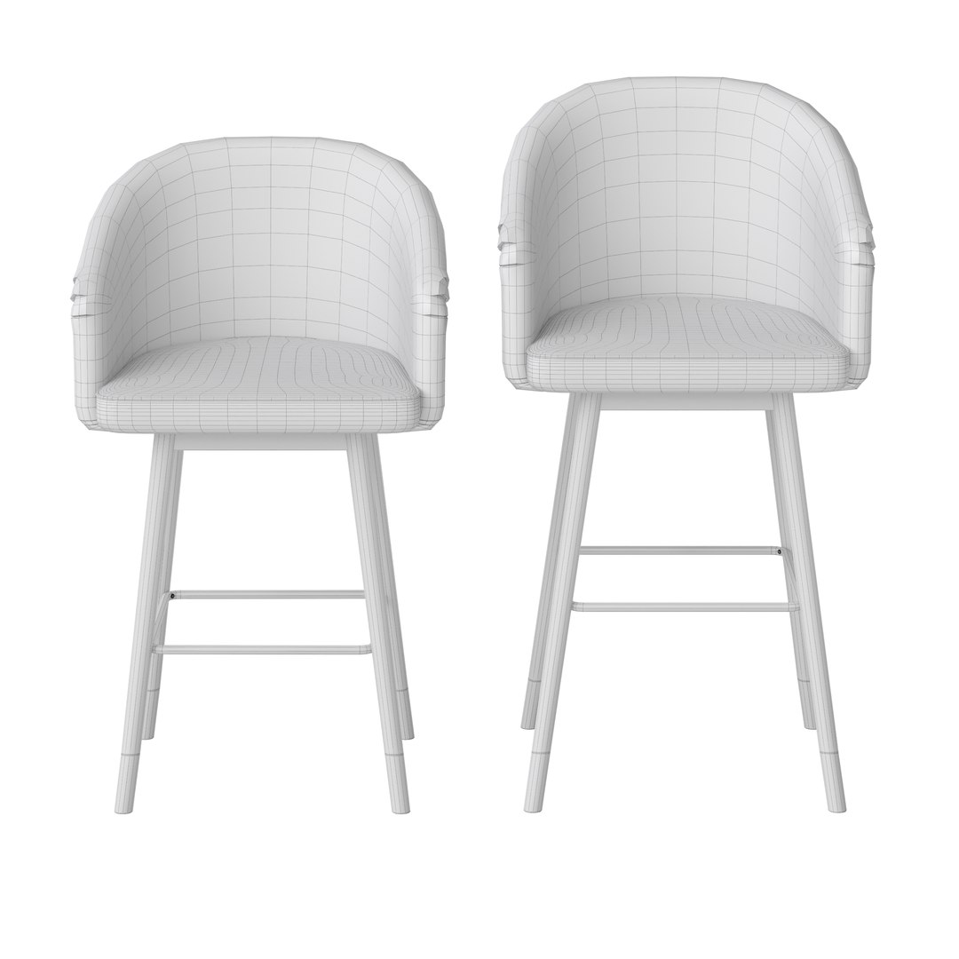 3D Bar Stool Margo 26 And 30 Inches With Leather Seat And Wooden Legs ...