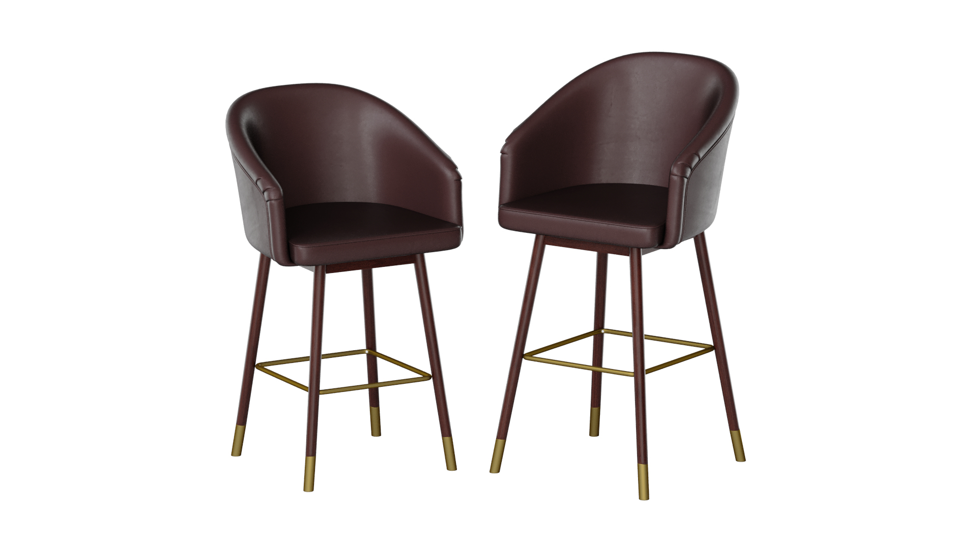 3D Bar Stool Margo 26 And 30 Inches With Leather Seat And Wooden Legs ...