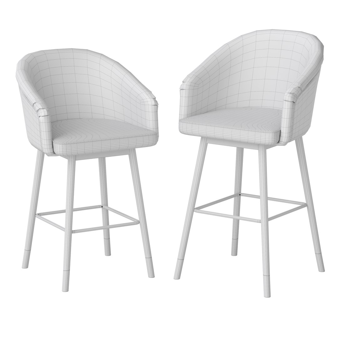 3D Bar Stool Margo 26 And 30 Inches With Leather Seat And Wooden Legs ...