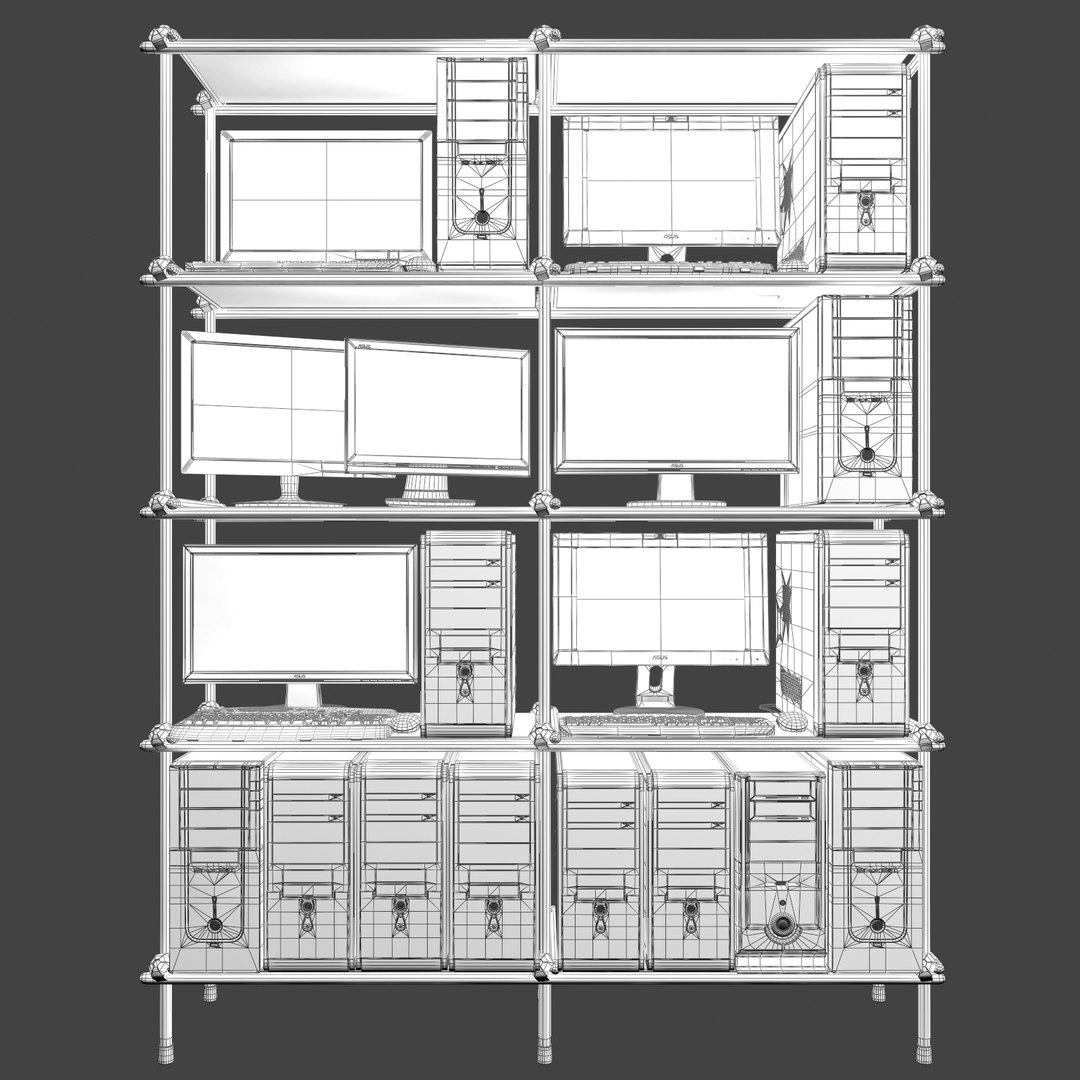 Personal Computer Shelf Desktop 3d Model