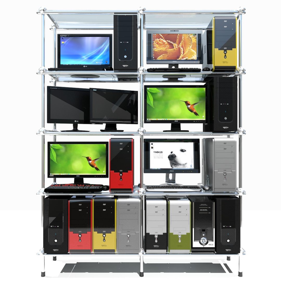 Personal Computer Shelf Desktop 3d Model