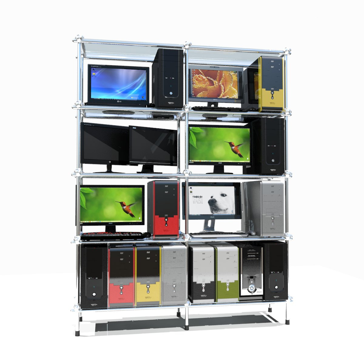 personal computer shelf desktop 3d model