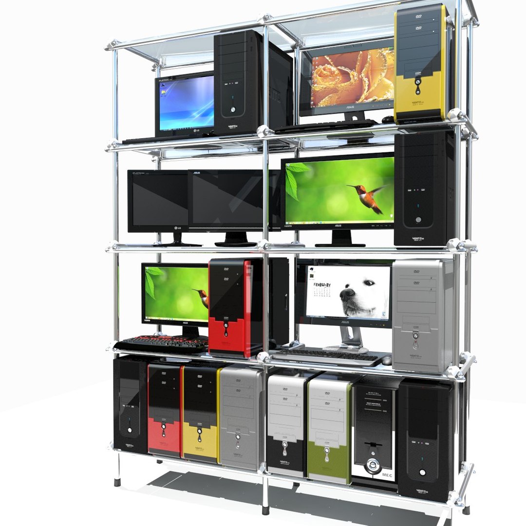 Personal Computer Shelf Desktop 3d Model