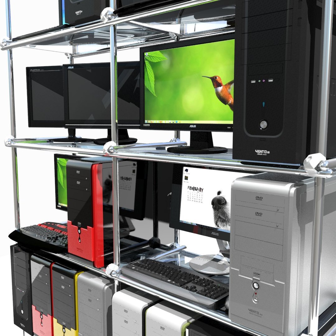 Personal Computer Shelf Desktop 3d Model