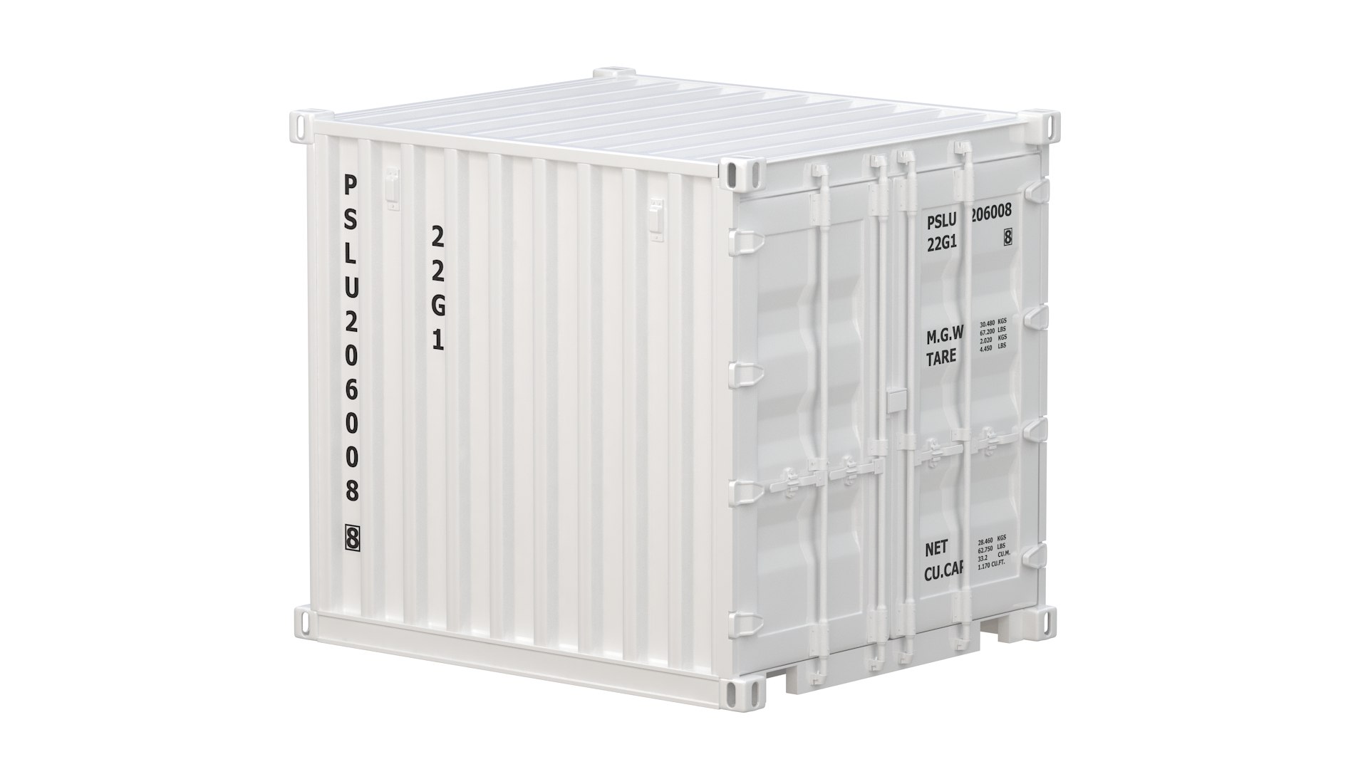 8ft Shipping Container White 3D - TurboSquid 2168719