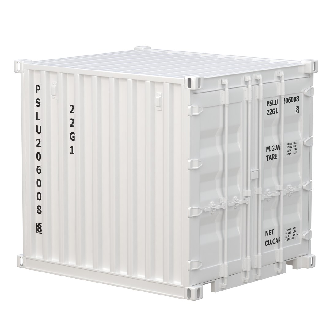 8ft Shipping Container White 3D - TurboSquid 2168719