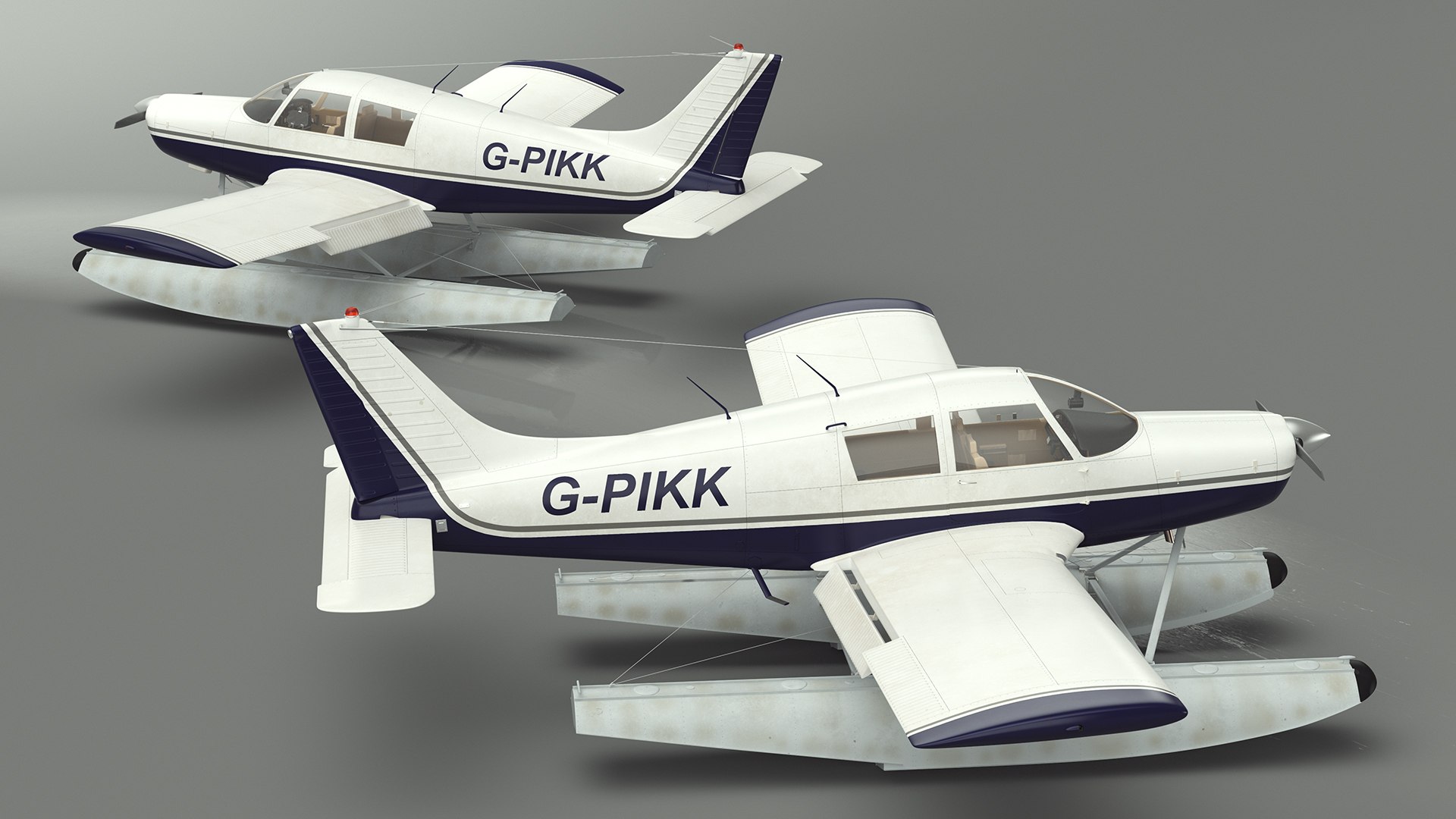 3D Model Single Engine Seaplane Piper PA-28 Cherokee Rigged ...