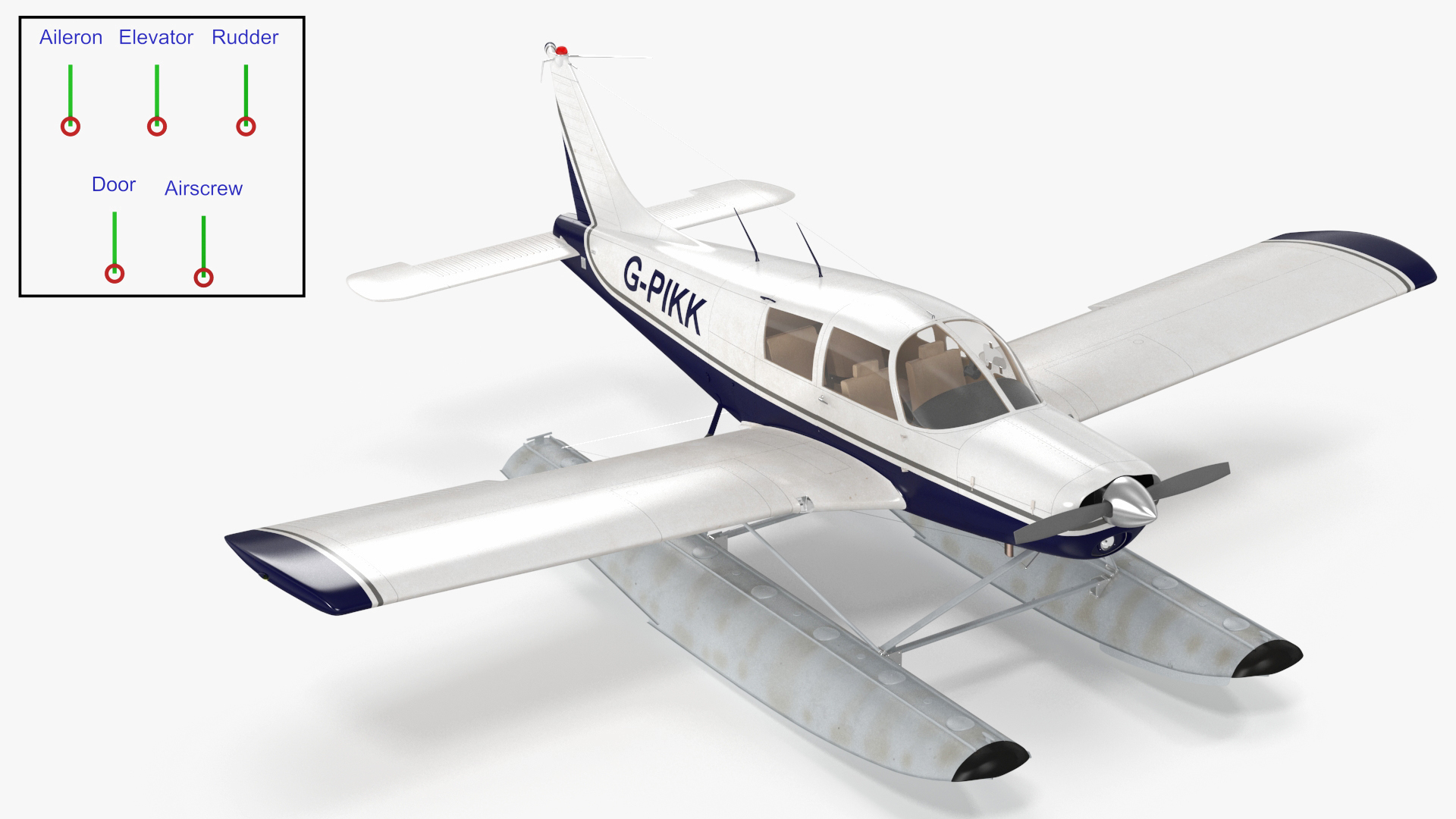 3D Model Single Engine Seaplane Piper PA-28 Cherokee Rigged ...