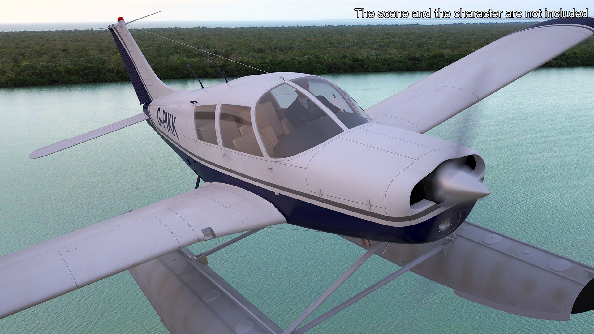 3D Model Single Engine Seaplane Piper PA-28 Cherokee Rigged ...