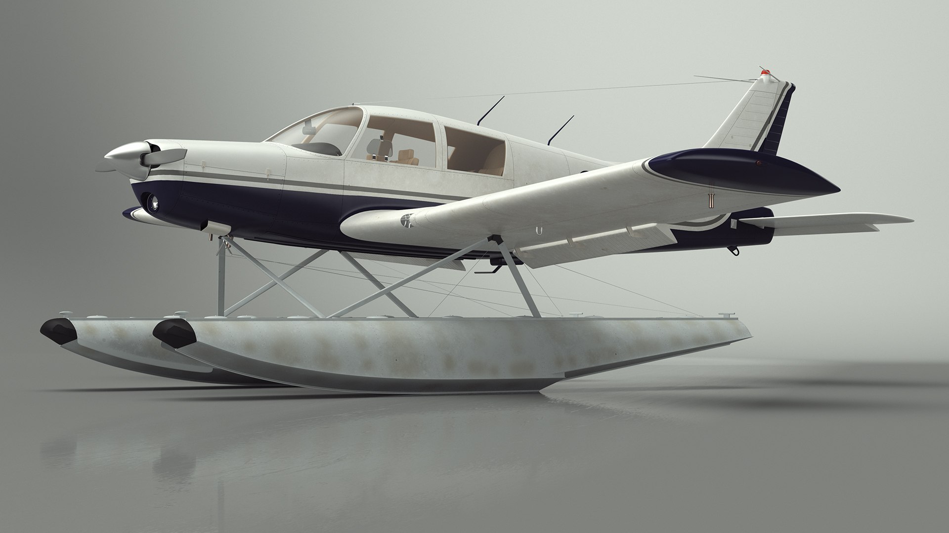 3D Model Single Engine Seaplane Piper PA-28 Cherokee Rigged ...