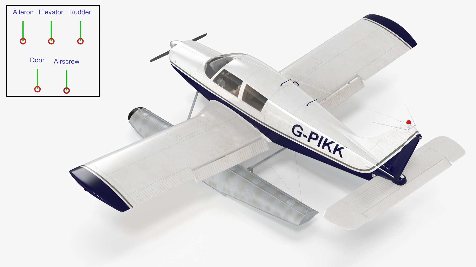 3D Model Single Engine Seaplane Piper PA-28 Cherokee Rigged ...