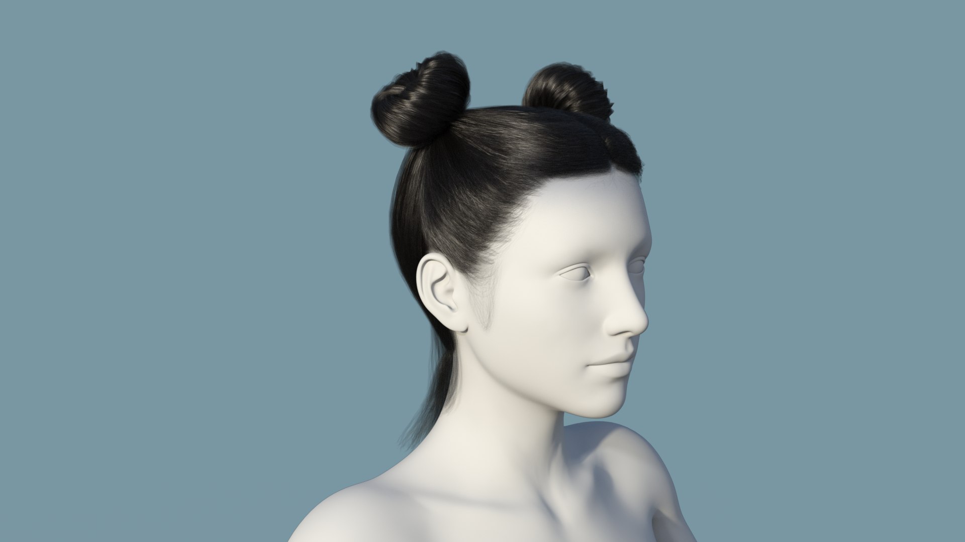 Realistic Female Polygon Black Hair 45 3D Model - TurboSquid 1767925