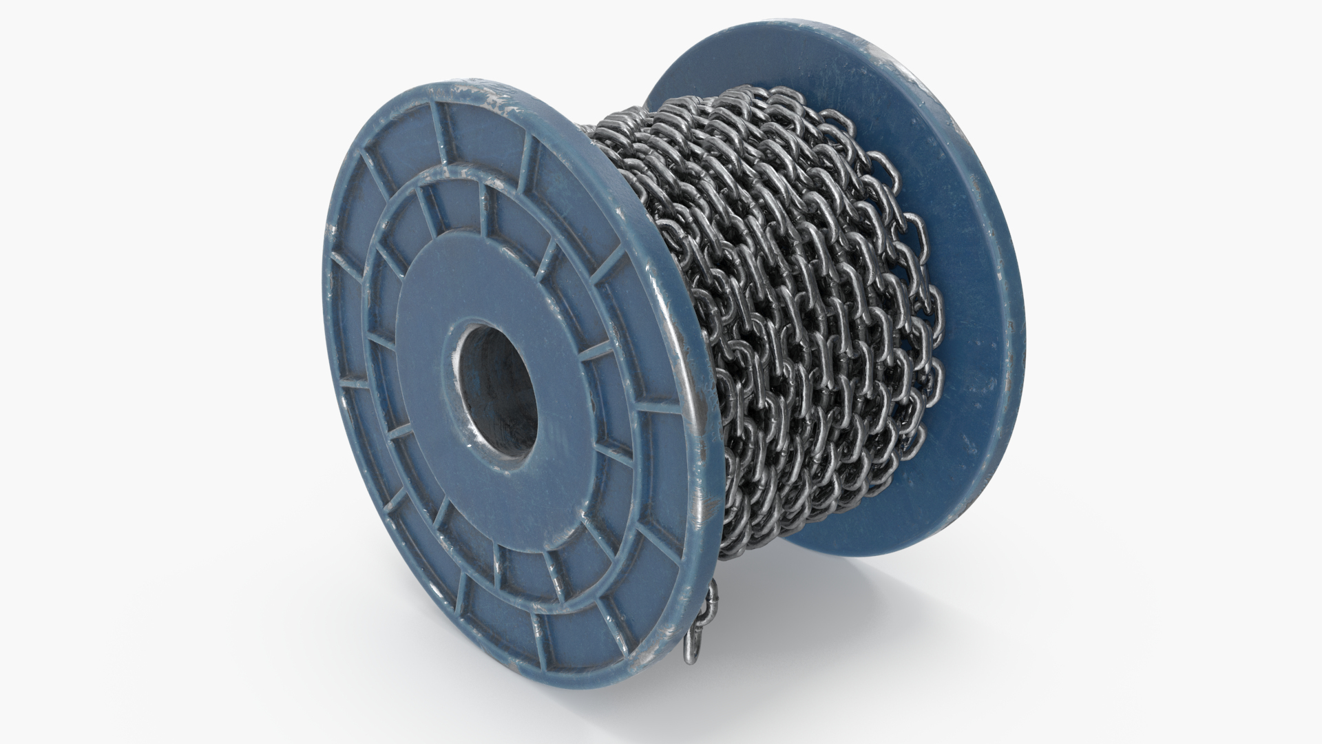 3D Blue Painted Metal Bobbin Steel Chain Model - TurboSquid 1727871