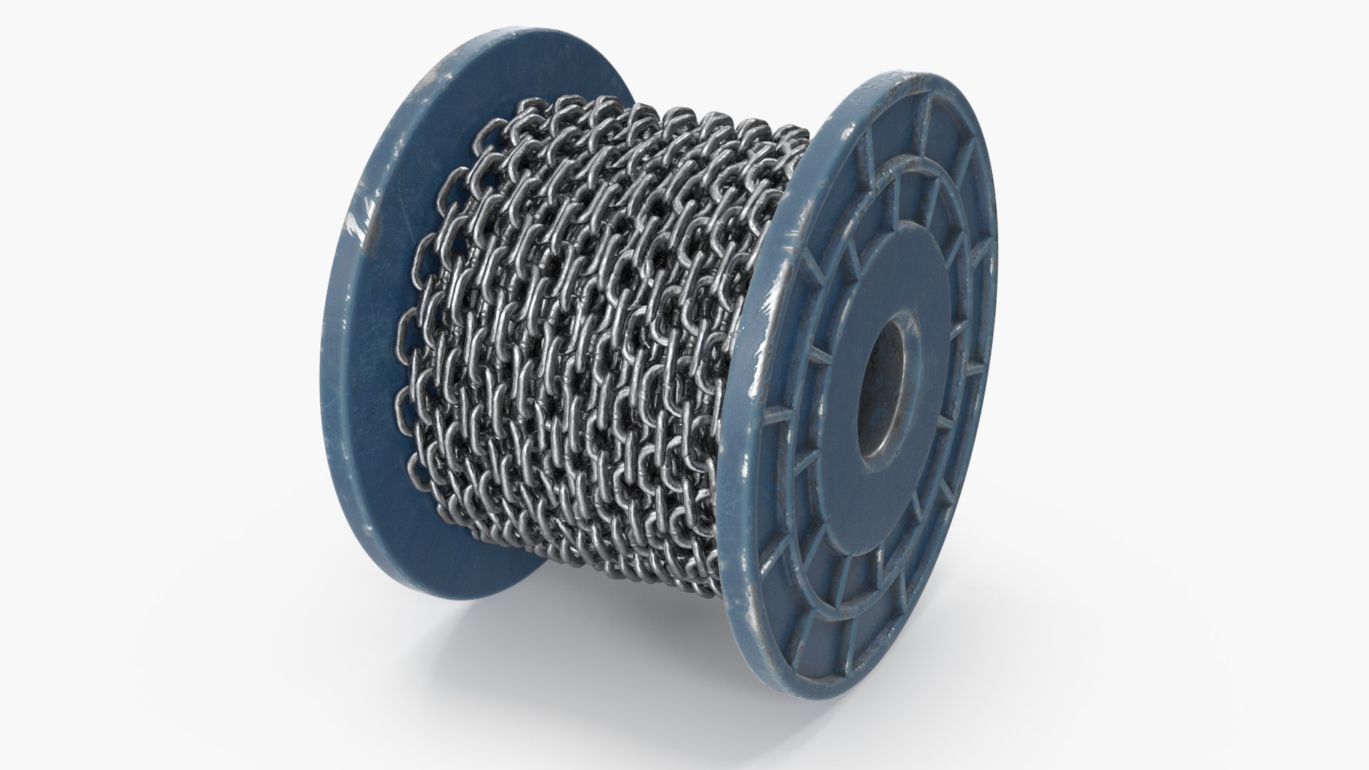 3D Blue Painted Metal Bobbin Steel Chain Model - TurboSquid 1727871