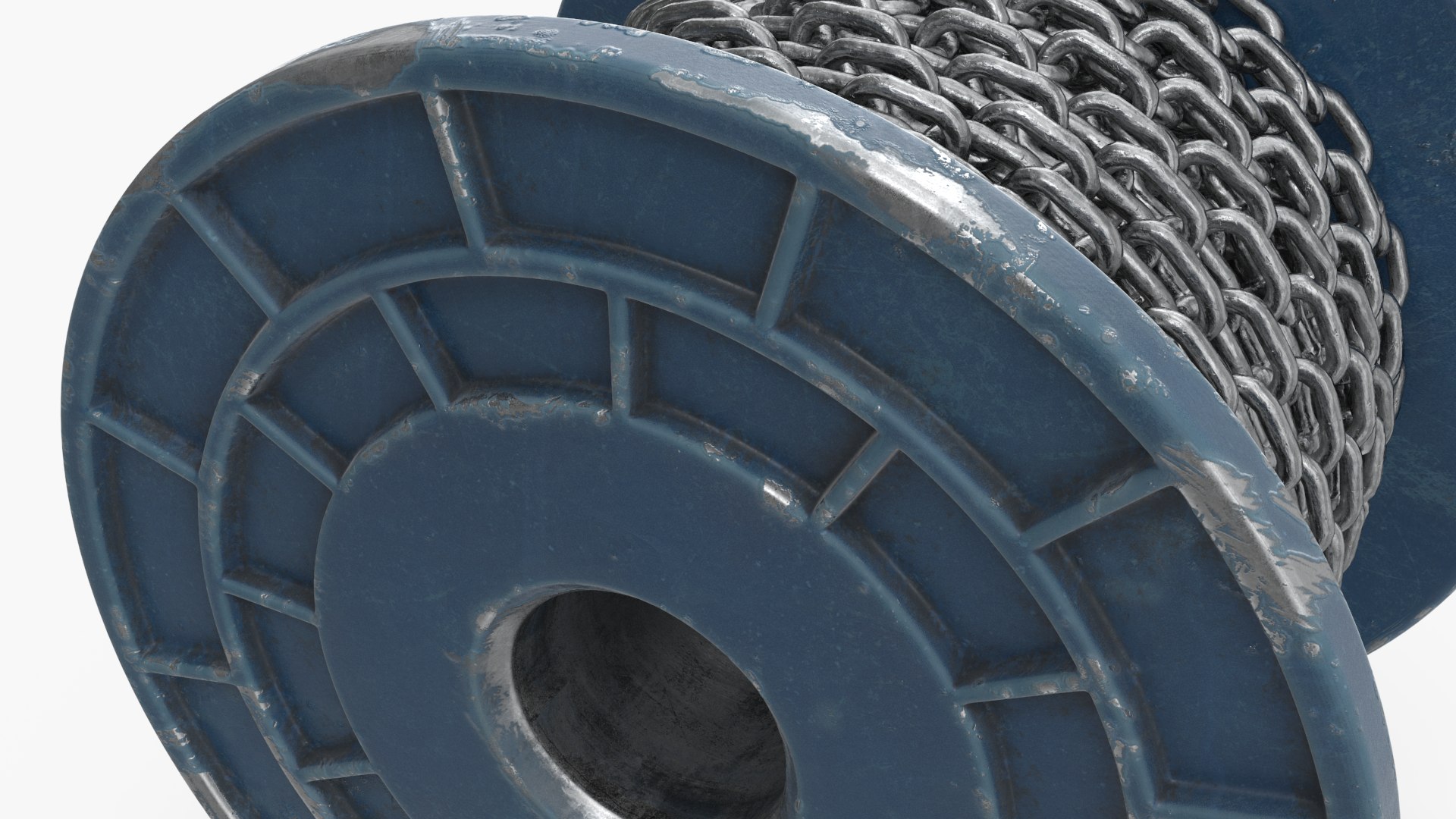 3D Blue Painted Metal Bobbin Steel Chain Model - TurboSquid 1727871
