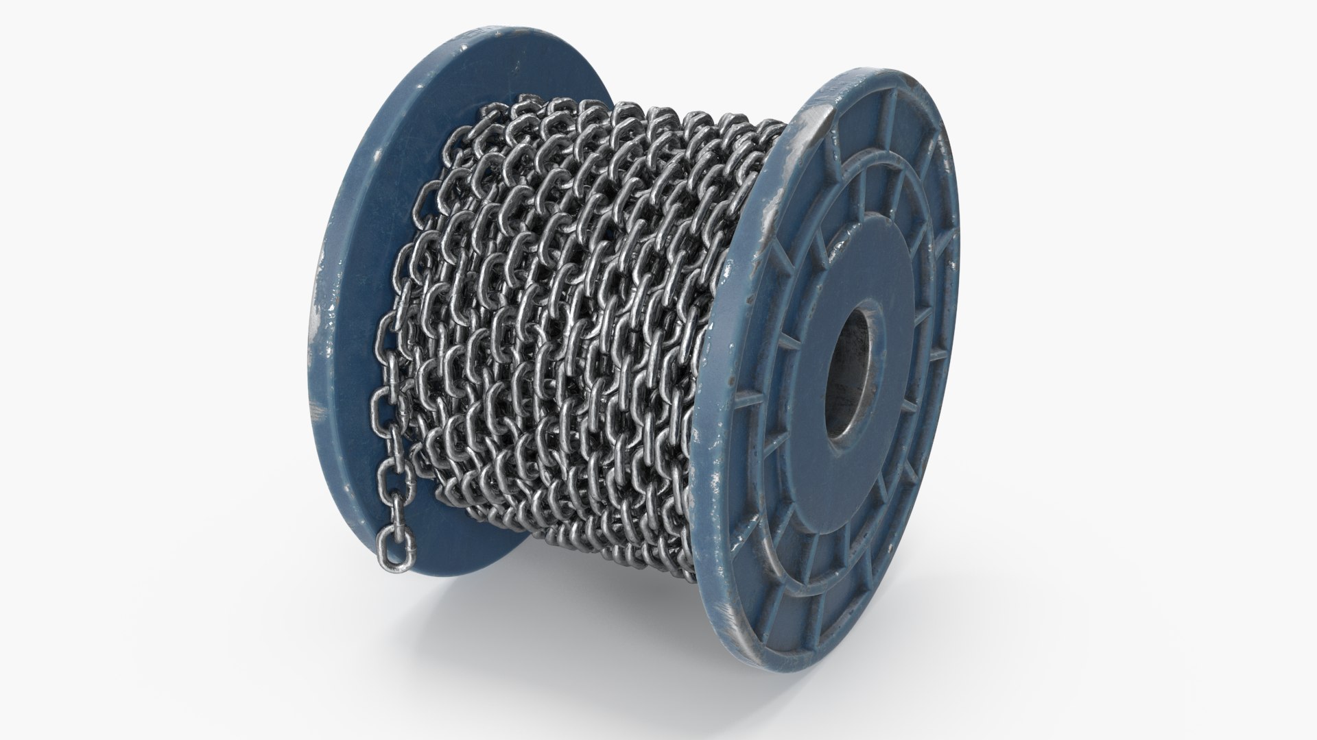 3D Blue Painted Metal Bobbin Steel Chain Model - TurboSquid 1727871