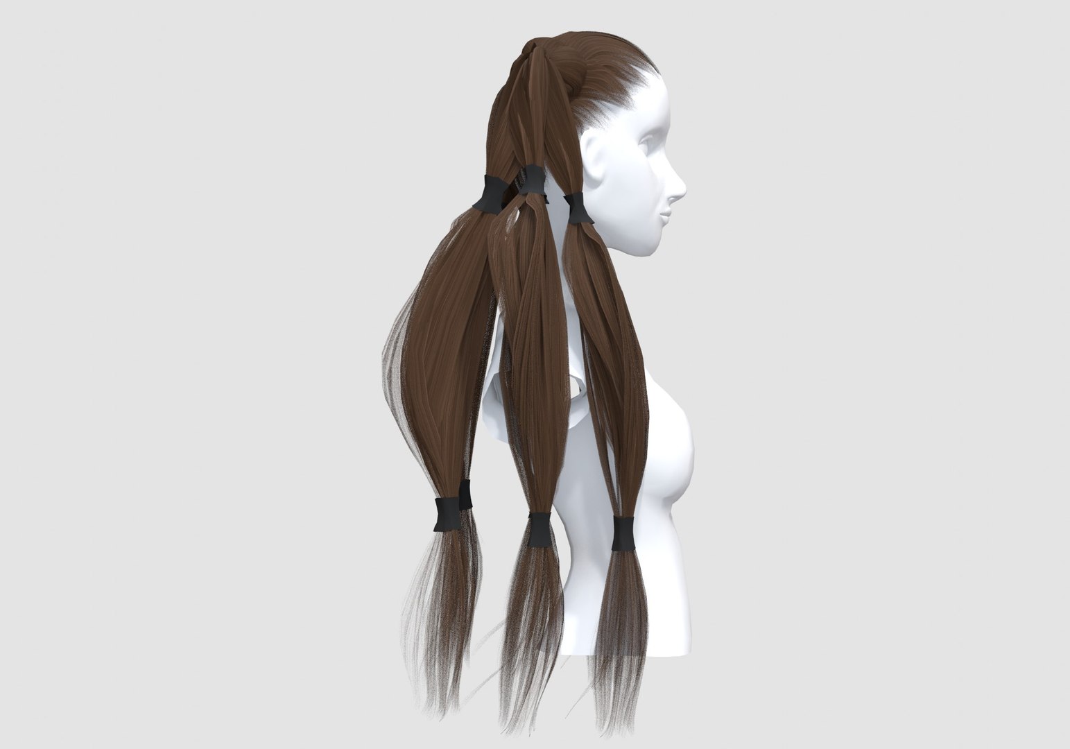 Stylized Pigtails Hairstyle 3D - TurboSquid 1940125