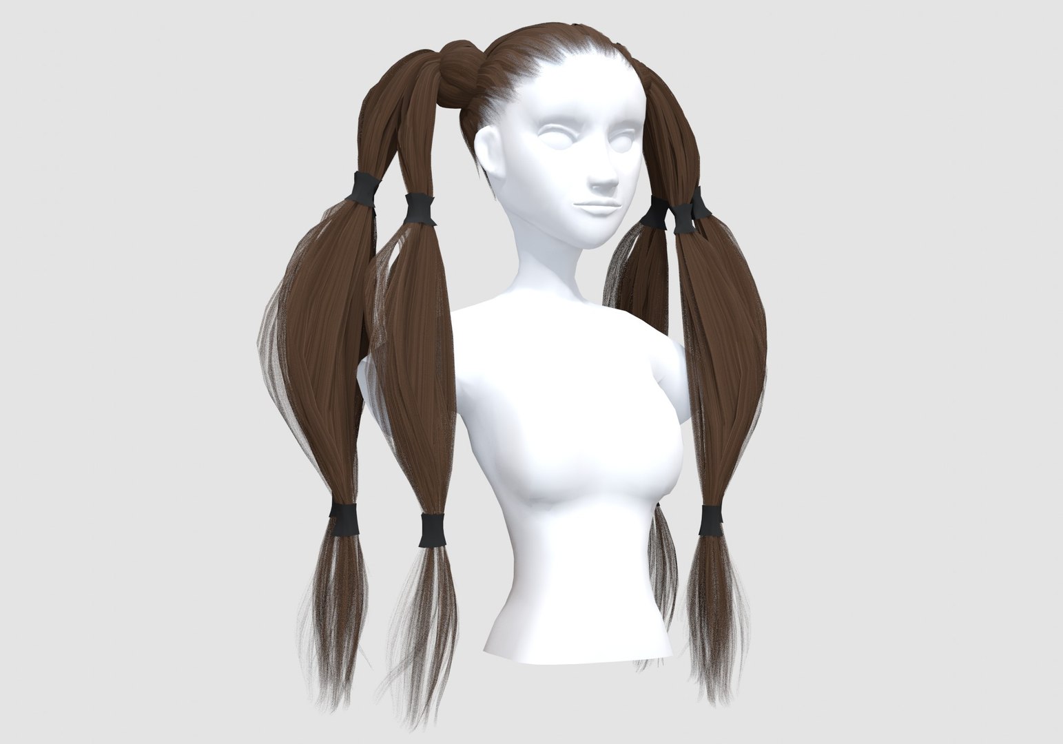 Stylized Pigtails Hairstyle 3D - TurboSquid 1940125