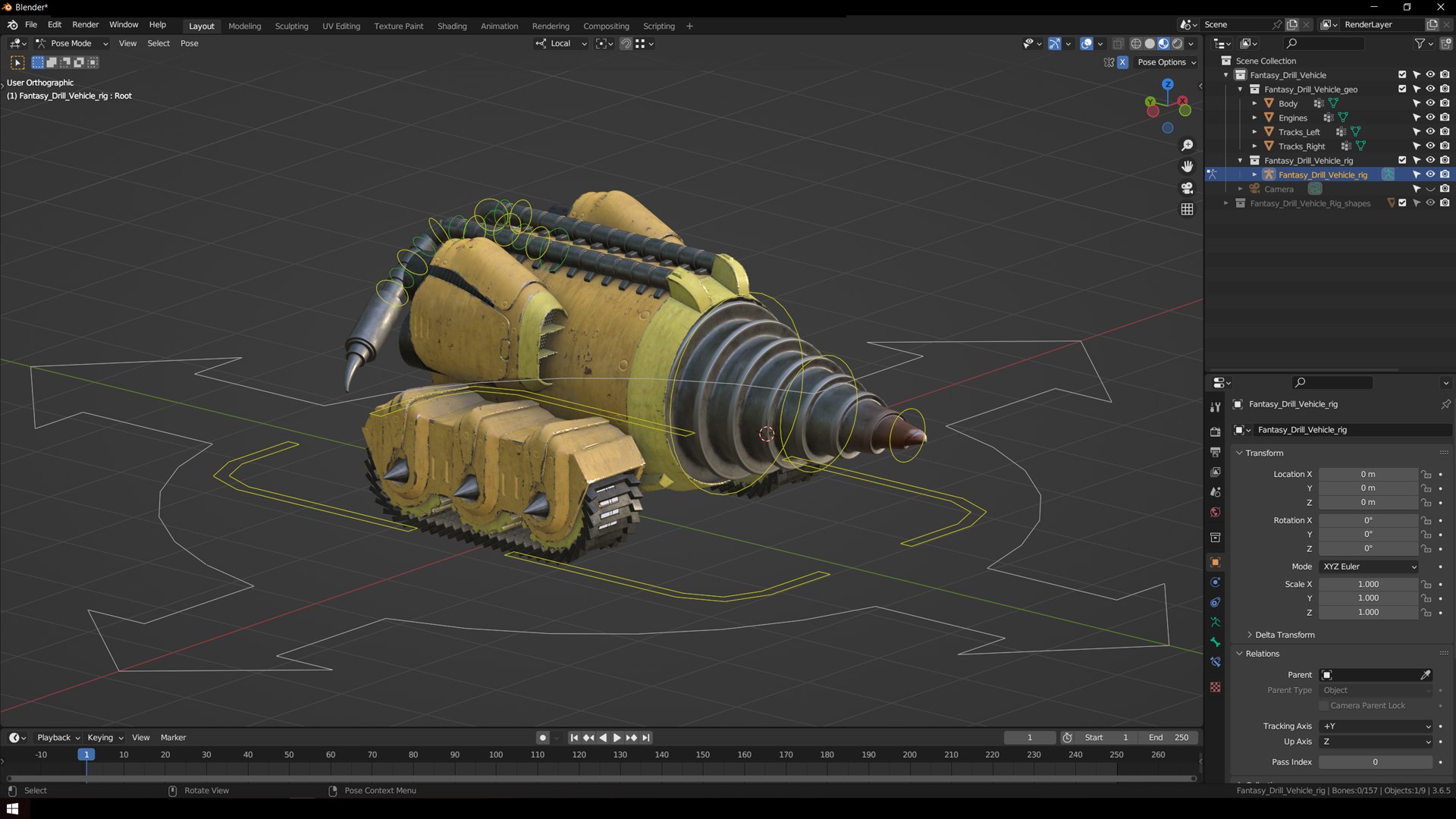 3D Fantasy Drill Underground Heavy Vehicle Rigged PBR Model ...