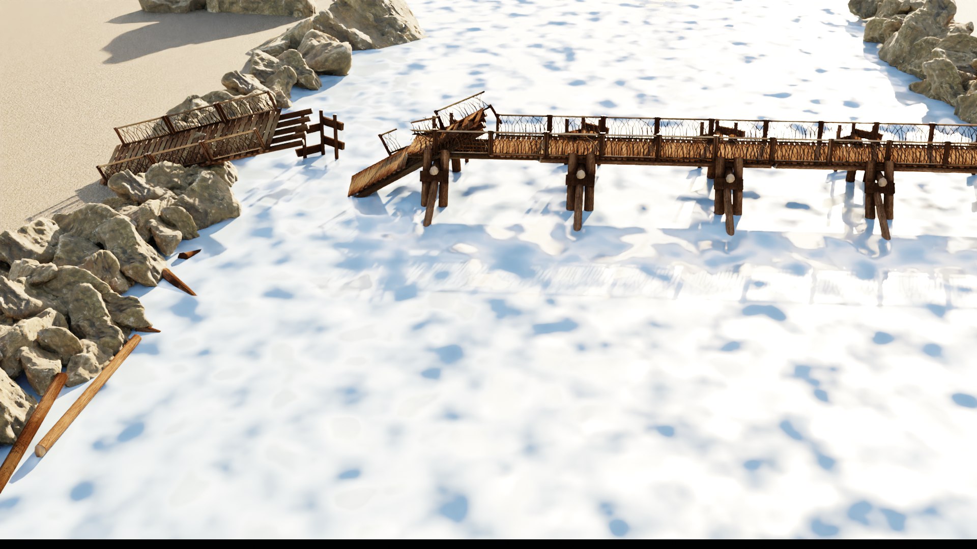Wooden Broken Roman Bridge Model - TurboSquid 2240930